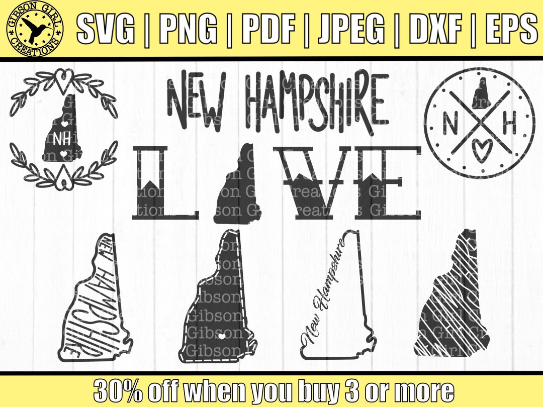 New Hampshire Svg | New Hampshire Svg Bundle | NH Svg | New Hampshire ...