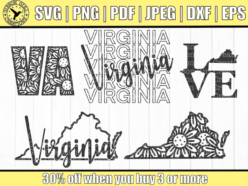 Virginia Svg Virginia Svg Bundle Virginia Cut Files VA - Etsy