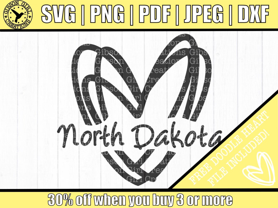 North Dakota Svg | North Dakota Heart Svg | ND Svg | North Dakota State ...