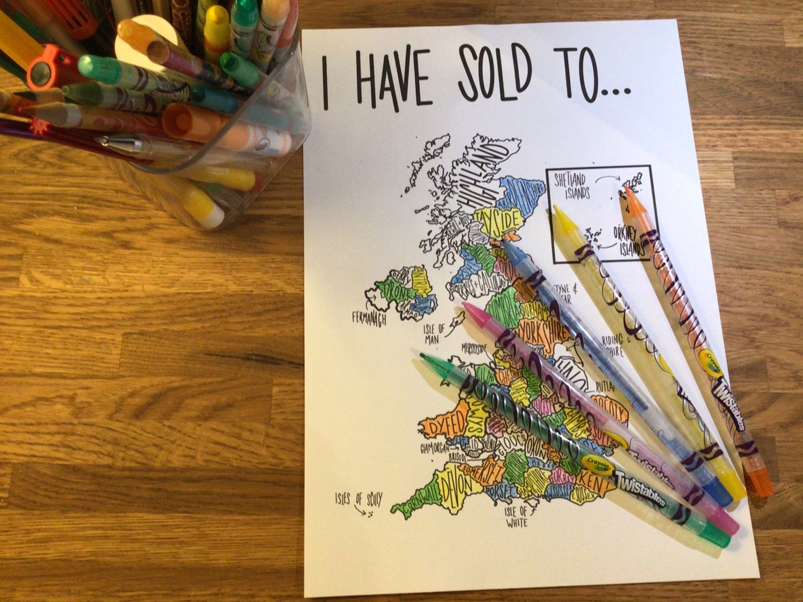 UK Postcode Etsy Sales Map Labelled Postcodes Travel Map | Etsy