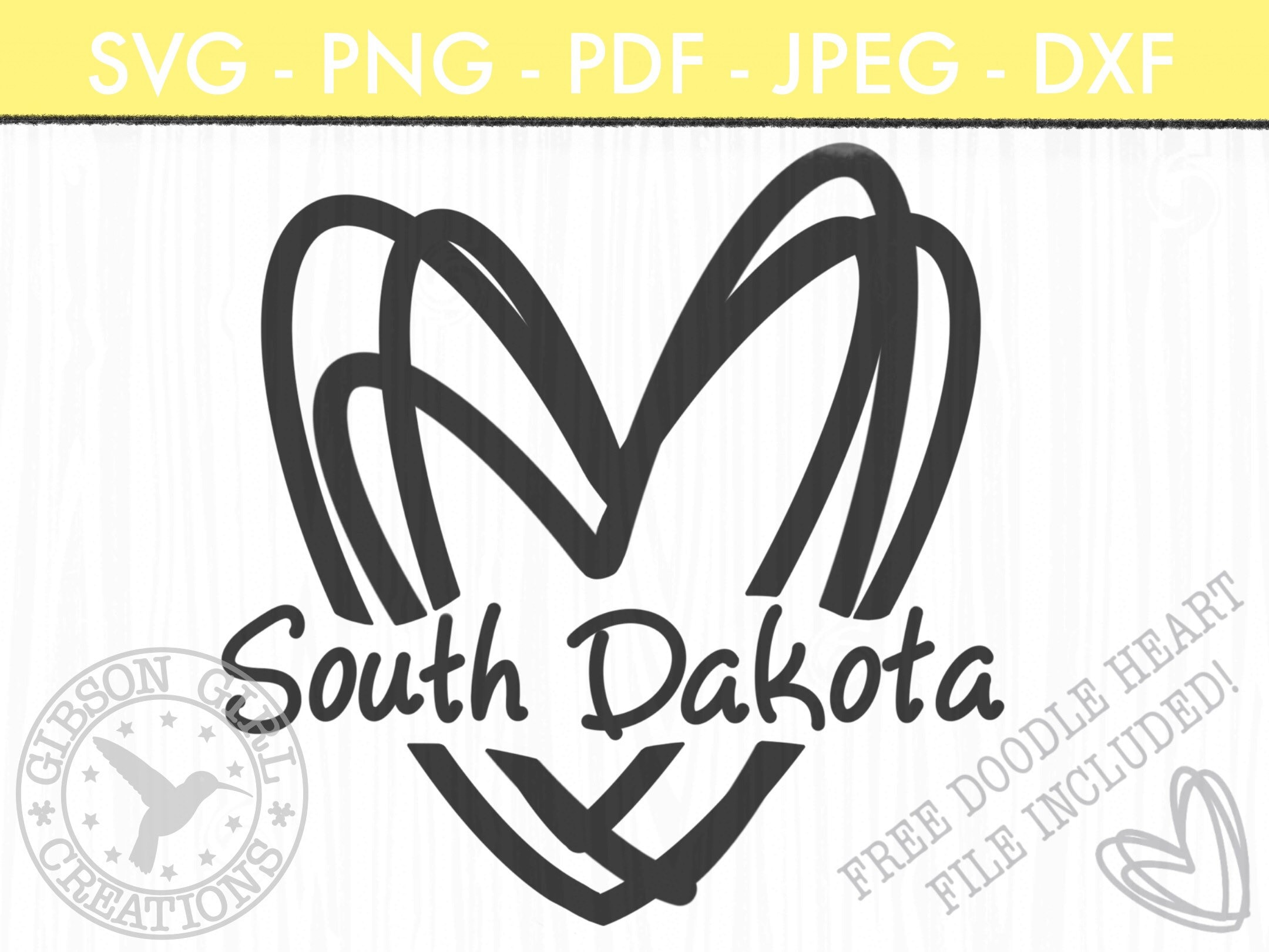 South Dakota Svg South Dakota Heart Svg SD Svg South - Etsy