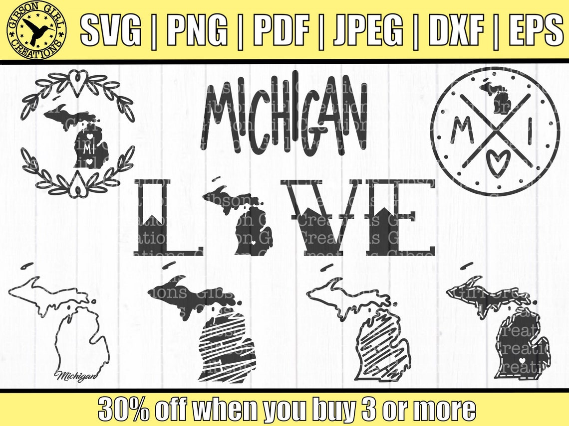 Michigan Svg Bundle Hand Drawn Michigan Svg Michigan Home - Etsy