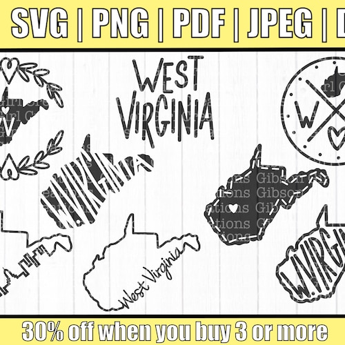 West Virginia State SVG Files West Virginia Silhouette Cut - Etsy