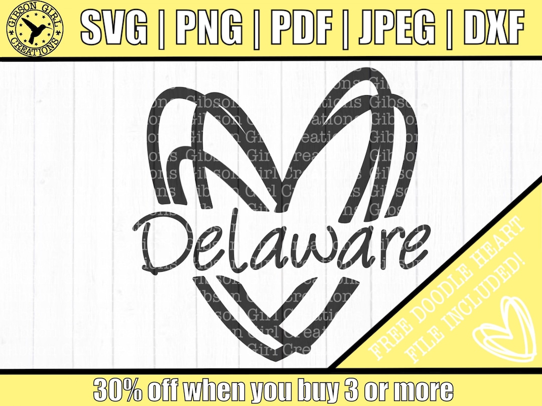 Delaware Svg | Delaware Heart Svg | DE Svg | Delaware State Svg | State ...