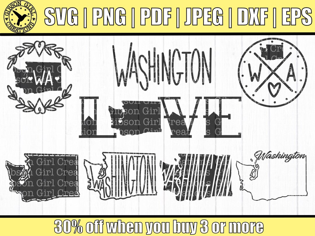 Washington Svg Bundle | Hand Drawn Washington Svg | Washington Home ...