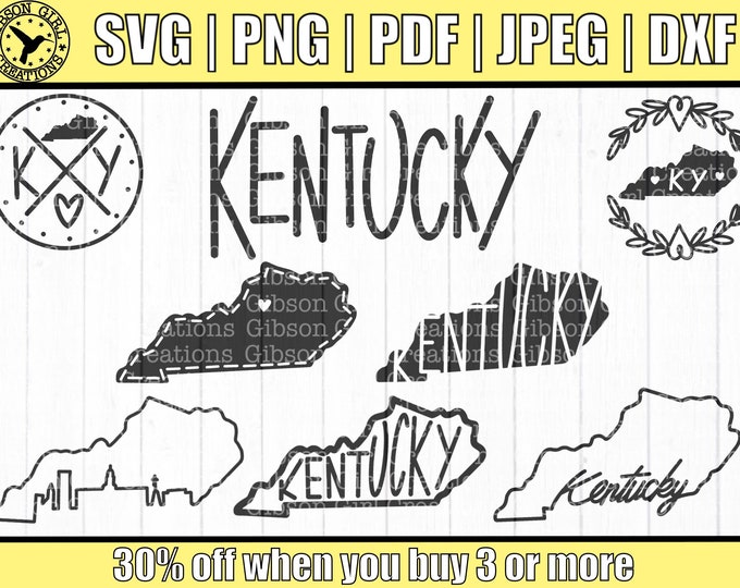 Kentucky State Bundle, Cut Files, State Bundle Svg File, Cricut Cut ...