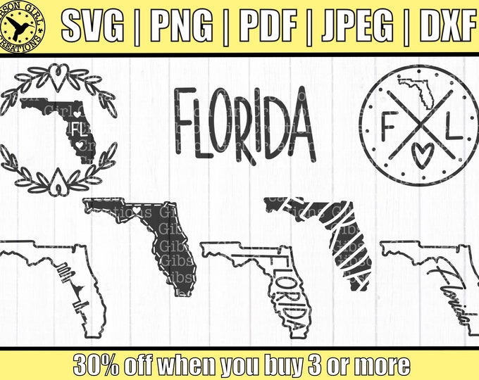 Florida Map Stencil Outline Script Font Floridian American Cricut Files ...