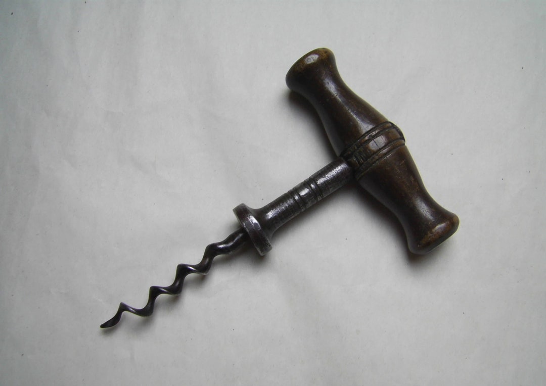 Interesting Antique WOODEN HANDLED CORKSCREW Circa 1910's - Etsy