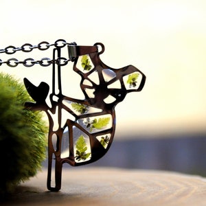 Cute Koala Necklace With Real Fern Leaves in Boho Style Origami Jewelry ...