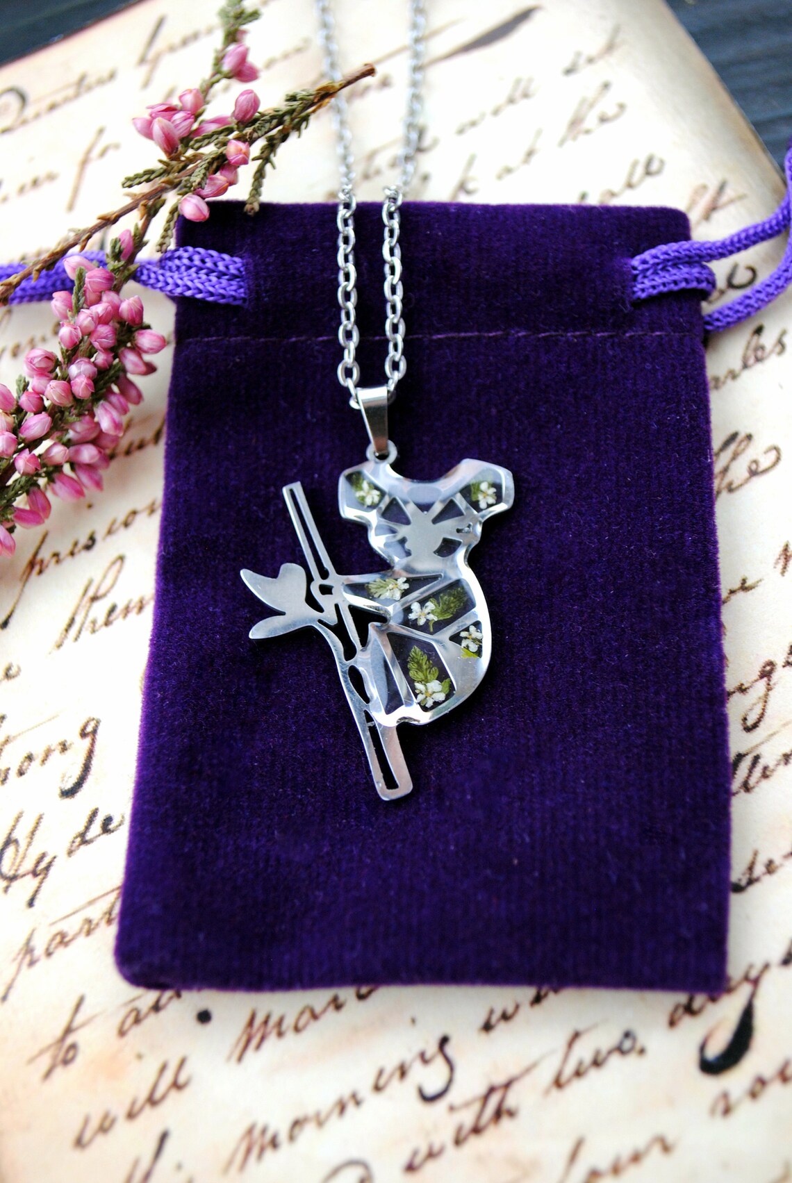 Cute Koala Necklace With Real Fern Leaves in Boho Style Origami Jewelry ...