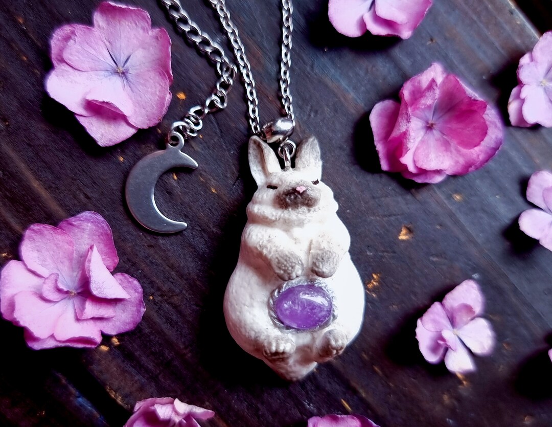Himalayan White Rabbit-bunny Necklace-hare Jewelry-forest Witch Gift ...