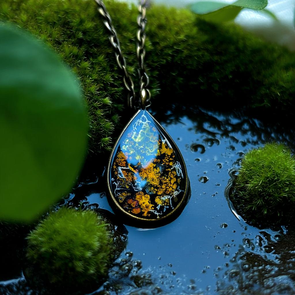 Real Lichen and Moss Teardrop Pendant Birthday Gift for Girlfriend ...