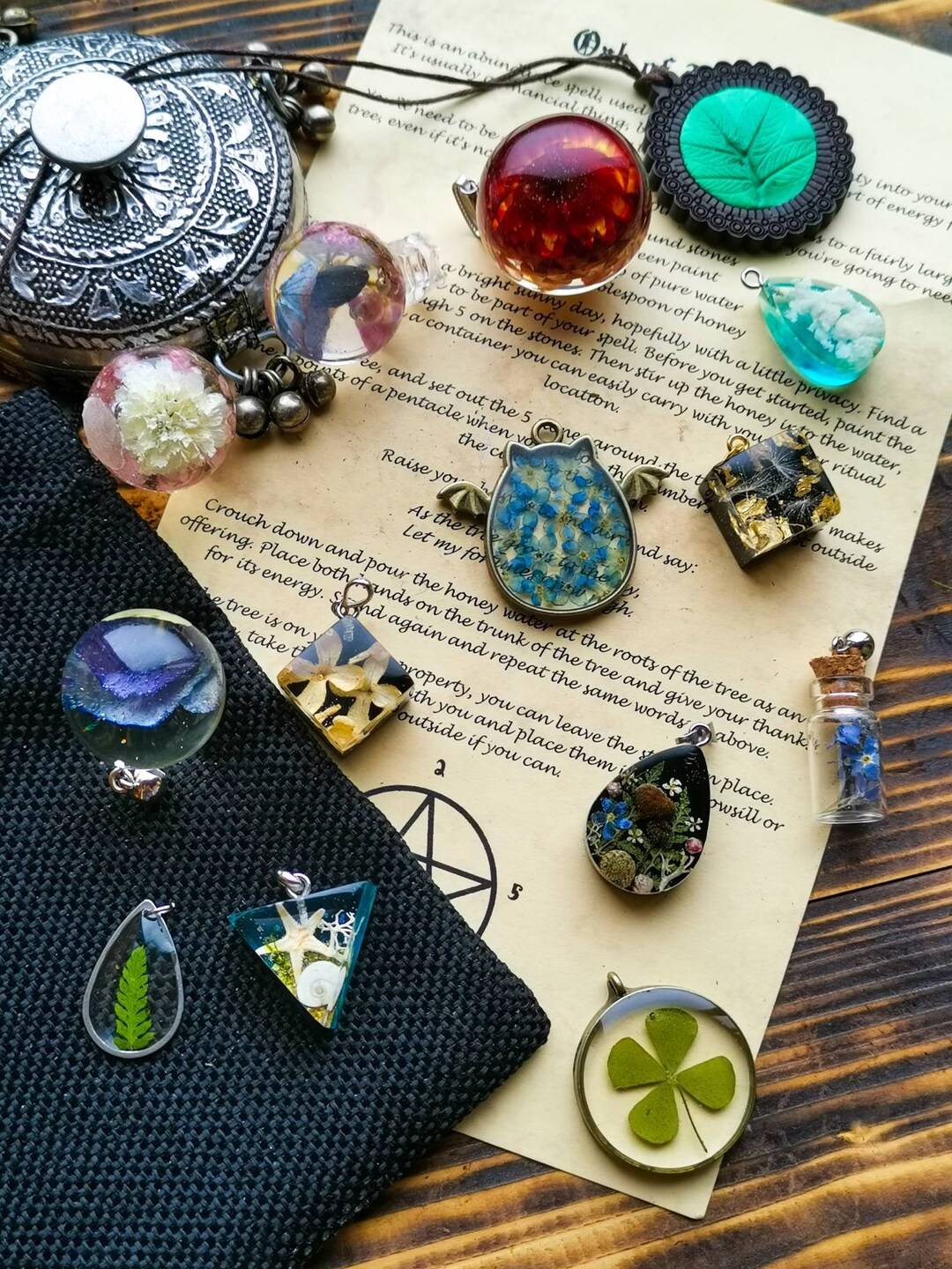 Mystery Random Necklace With Real Plants or Crystals or Polymer Clay ...