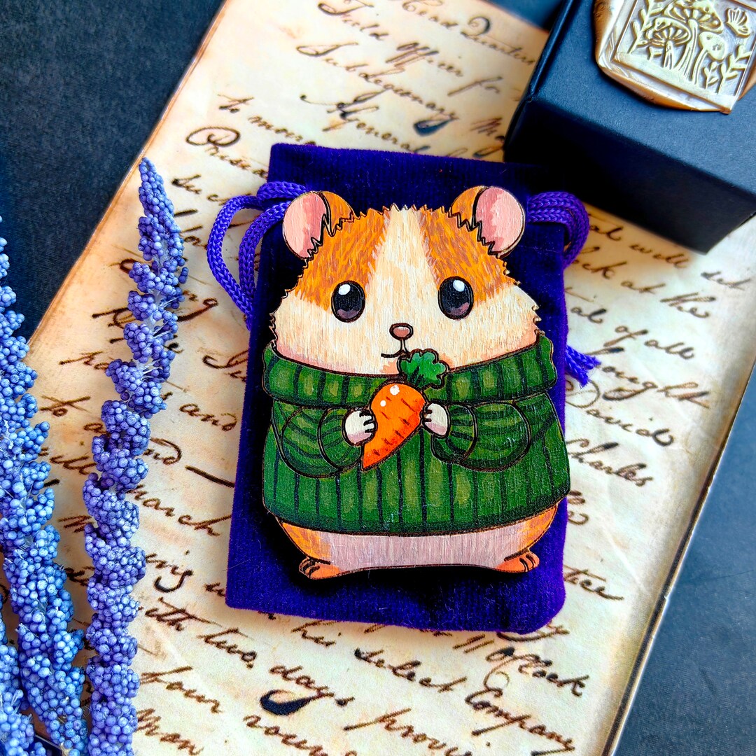 Hamster Brooch-wooden Lapel Pin-cottagecore-gift for Mom-pet Loss ...