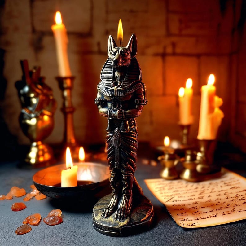 Handmade Anubis Candle: Egyptian God Vegan Stearin Sculpture, Gothic ...