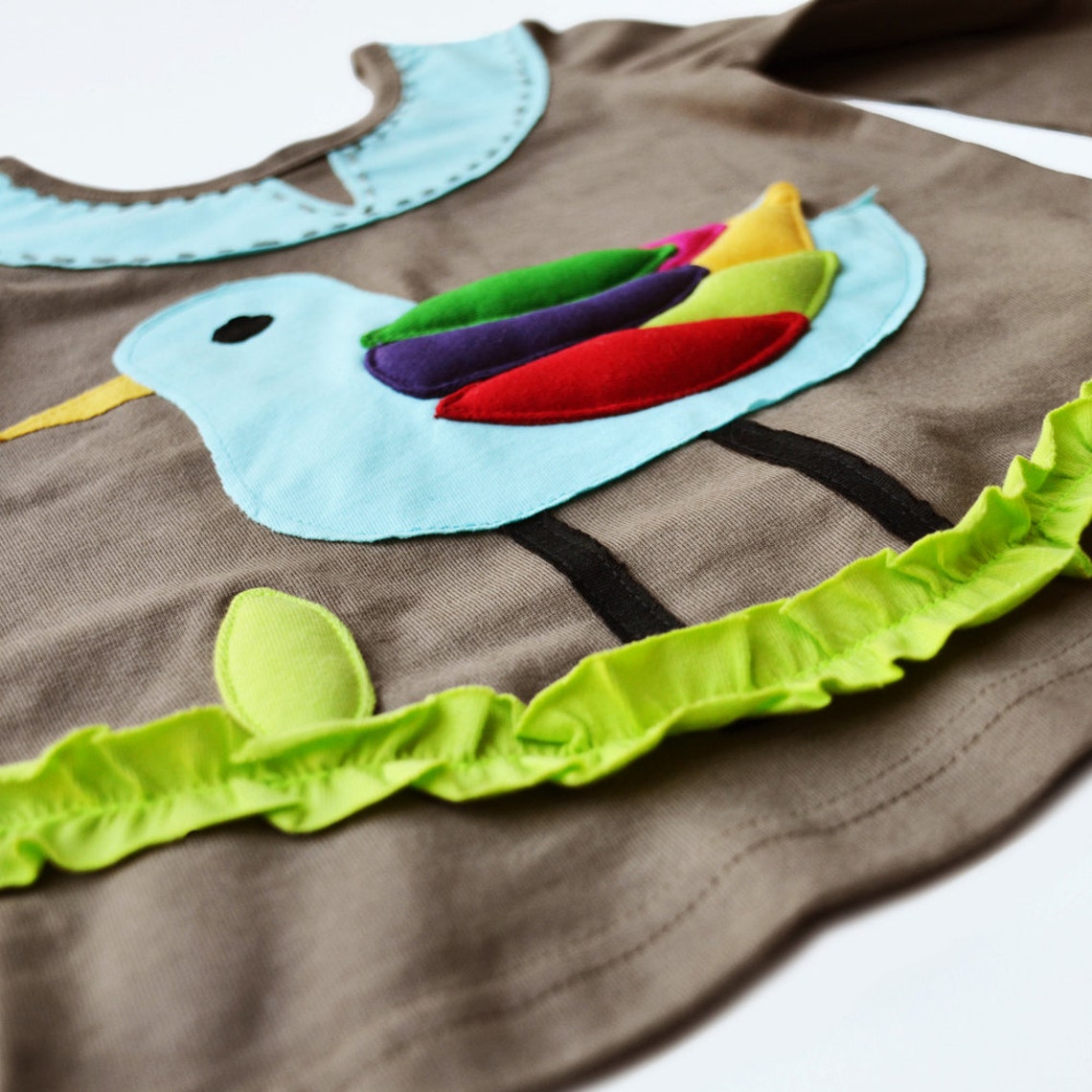 Girl's Dress, BIRD Dress, BIRD Clothing, Handmade Clothing, Applique ...