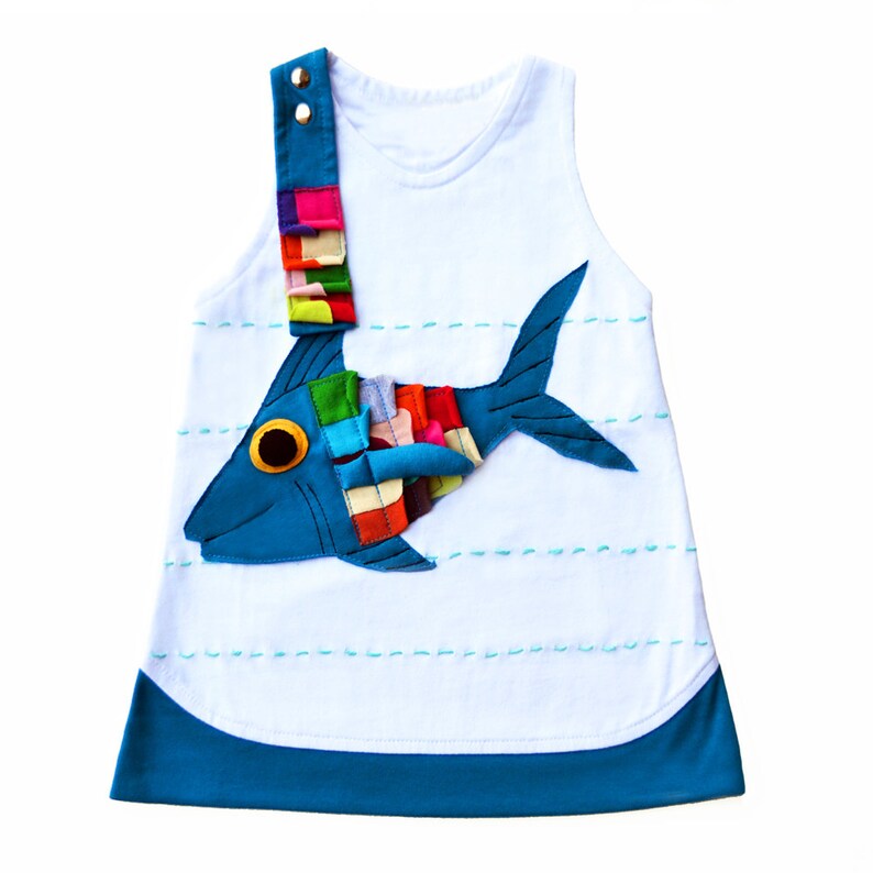 Girl's Dress, FISH Dress, FISH Clothing, Handmade Clothing, Applique ...
