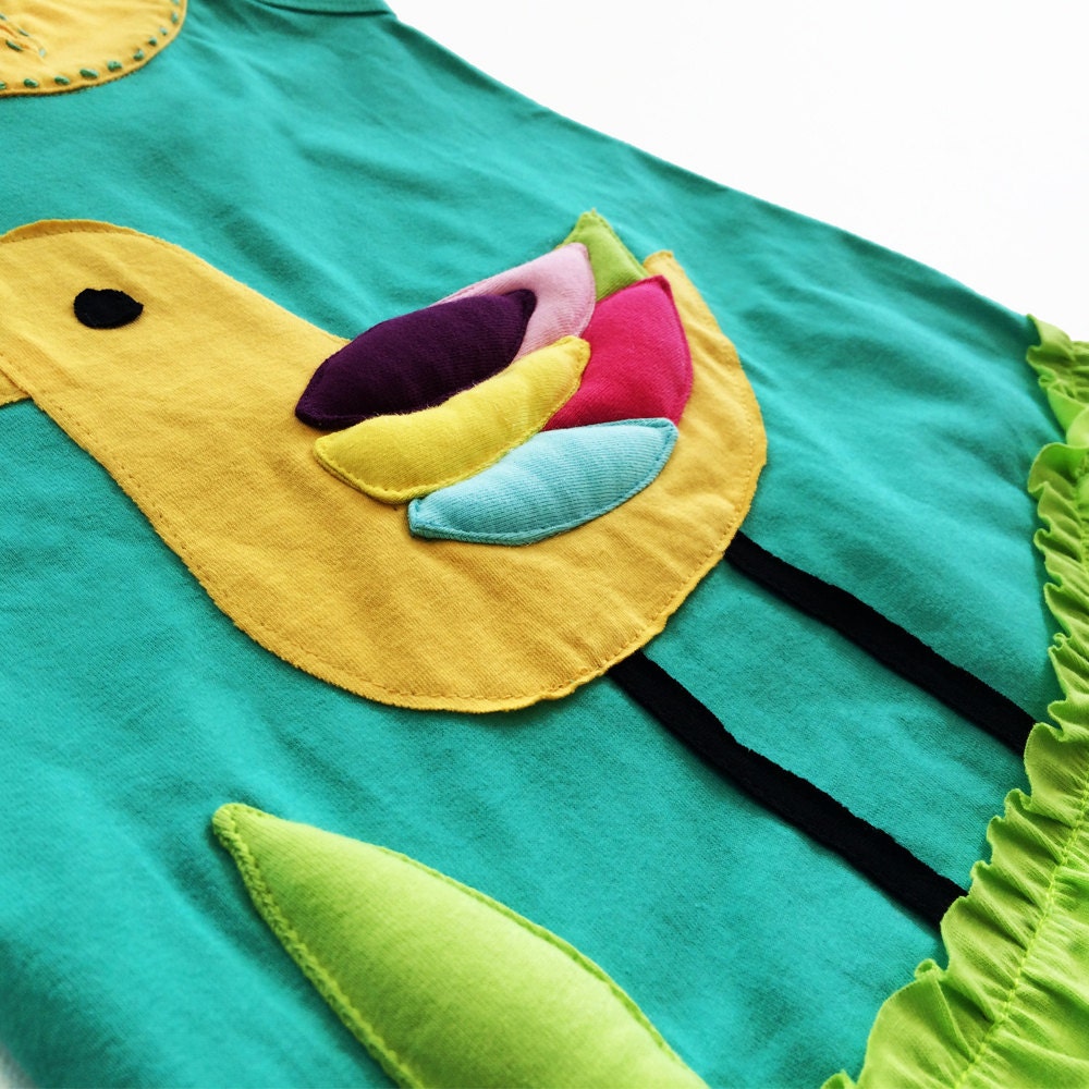 Girl's Dress, BIRD Dress, BIRD Clothing, Handmade Clothing, Applique ...