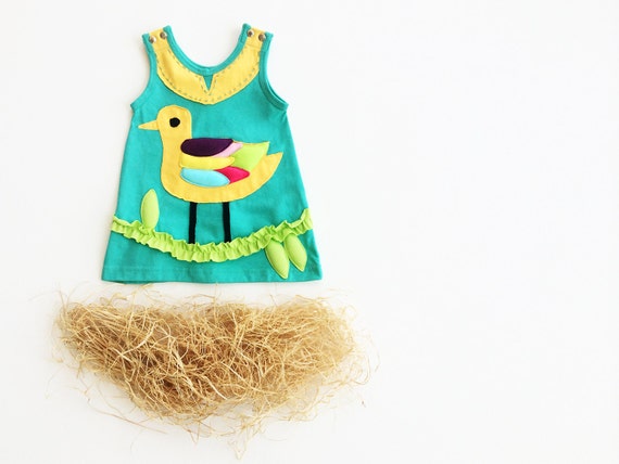 Items similar to Girl's Dress, BIRD Dress, BIRD Clothing, Handmade ...