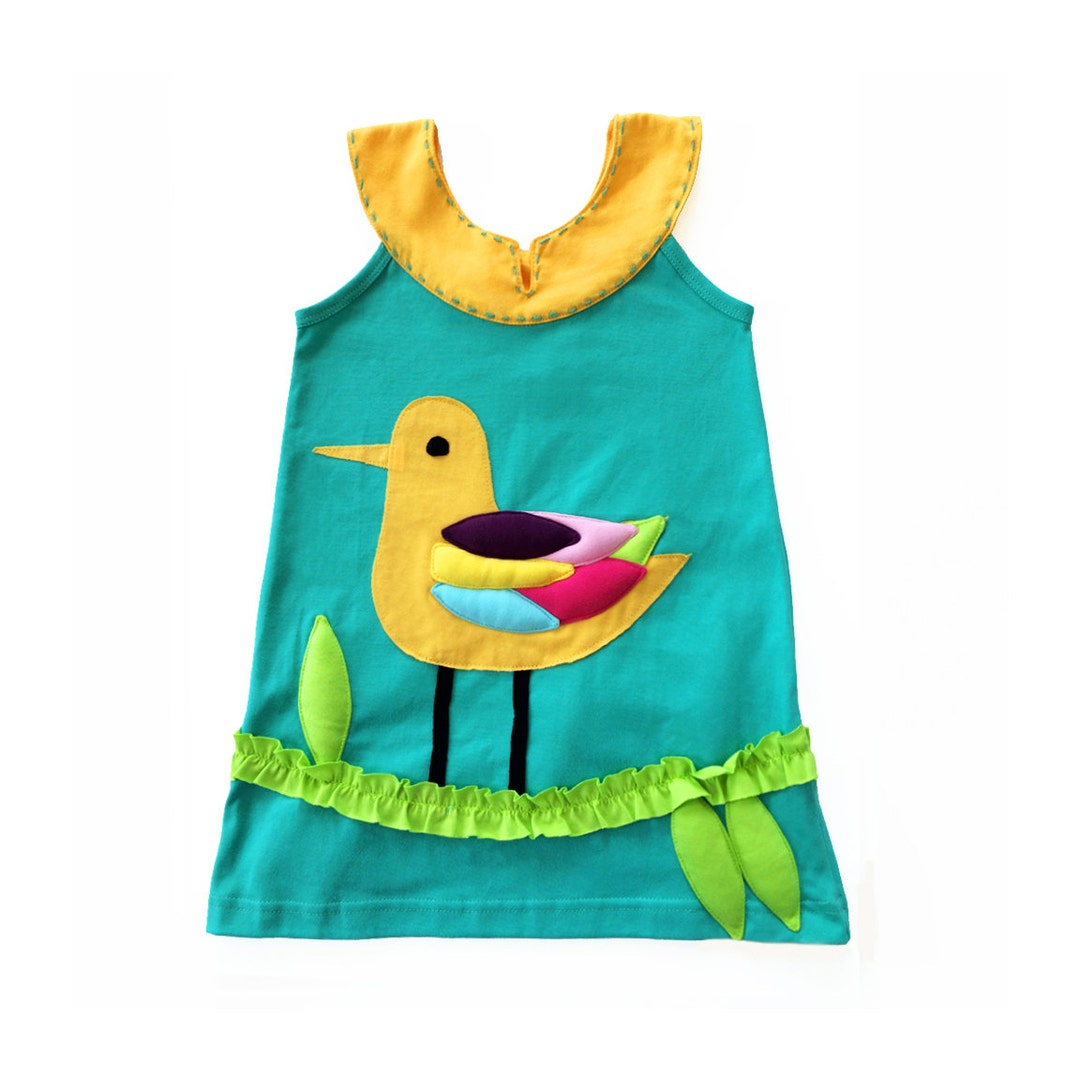 Girl's Dress, BIRD Dress, BIRD Clothing, Handmade Clothing, Applique ...
