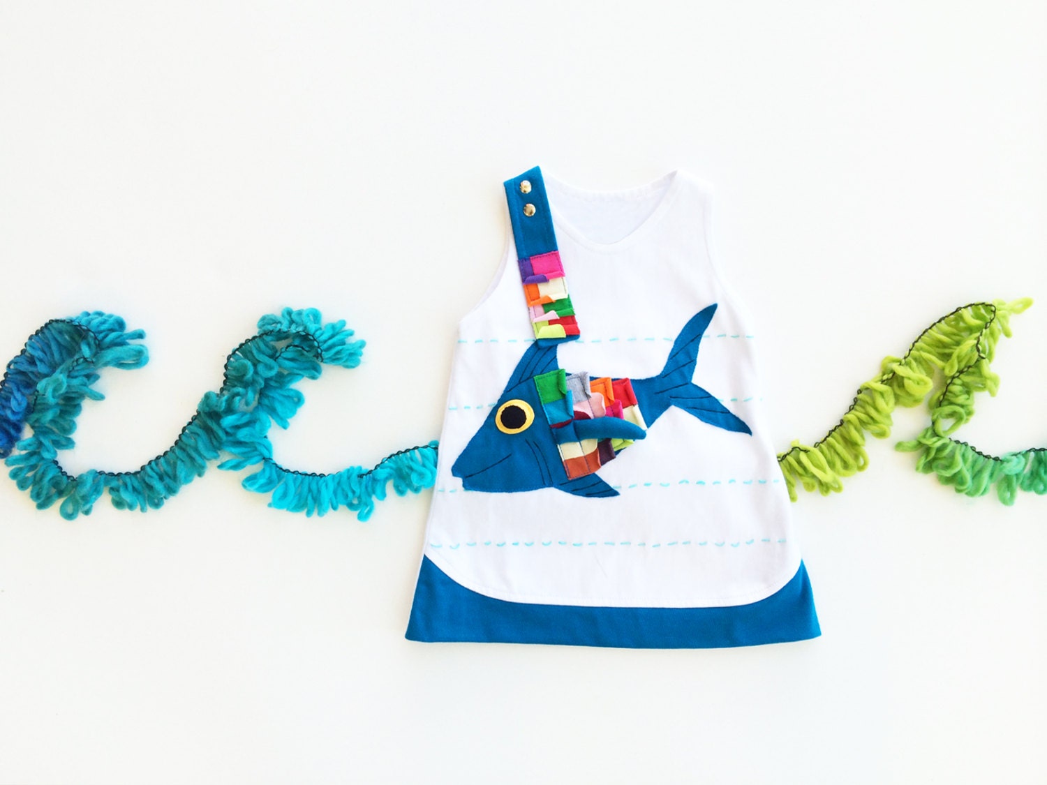 Girl's Dress, FISH Dress, FISH Clothing, Handmade Clothing, Applique ...