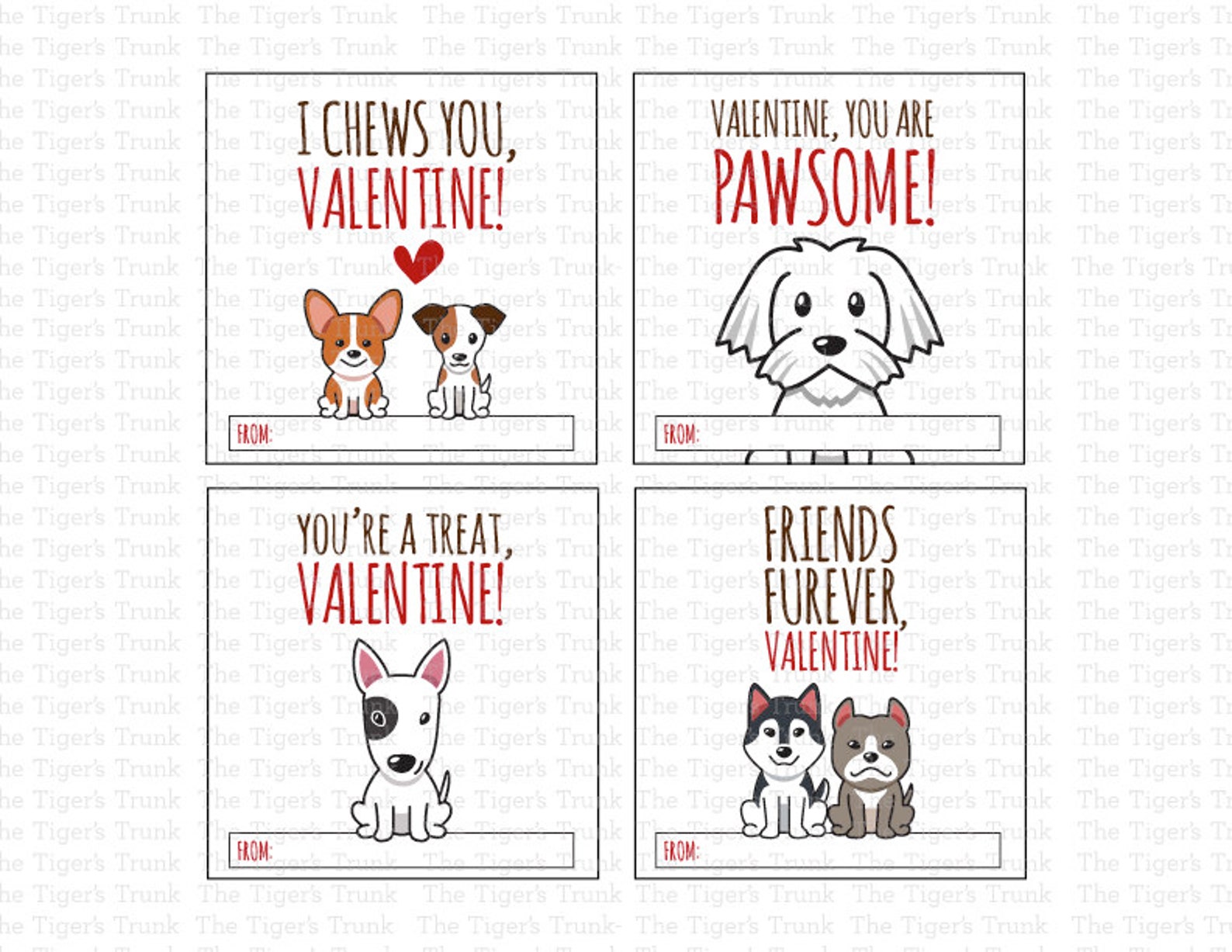 Puppy Valentines Printable Valentine Tags for Kids Printable - Etsy