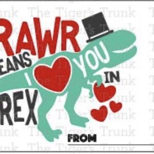 Printable Dinosaur Valentine Cards for Kids, RAWR Means I Love You ...