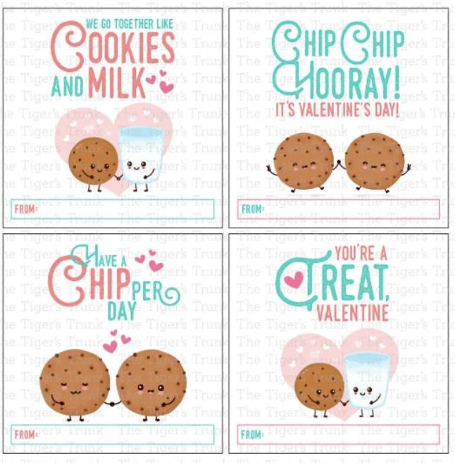 Cookie Valentine's Day Cards for Kids: Printable Class Valentines (JPG ...