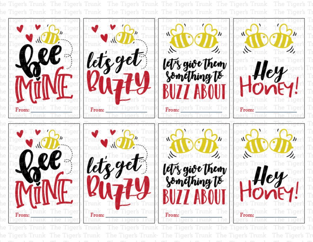 Cute Bee-themed Gifts, Valentines Day Cards for Kids, Instant Download ...