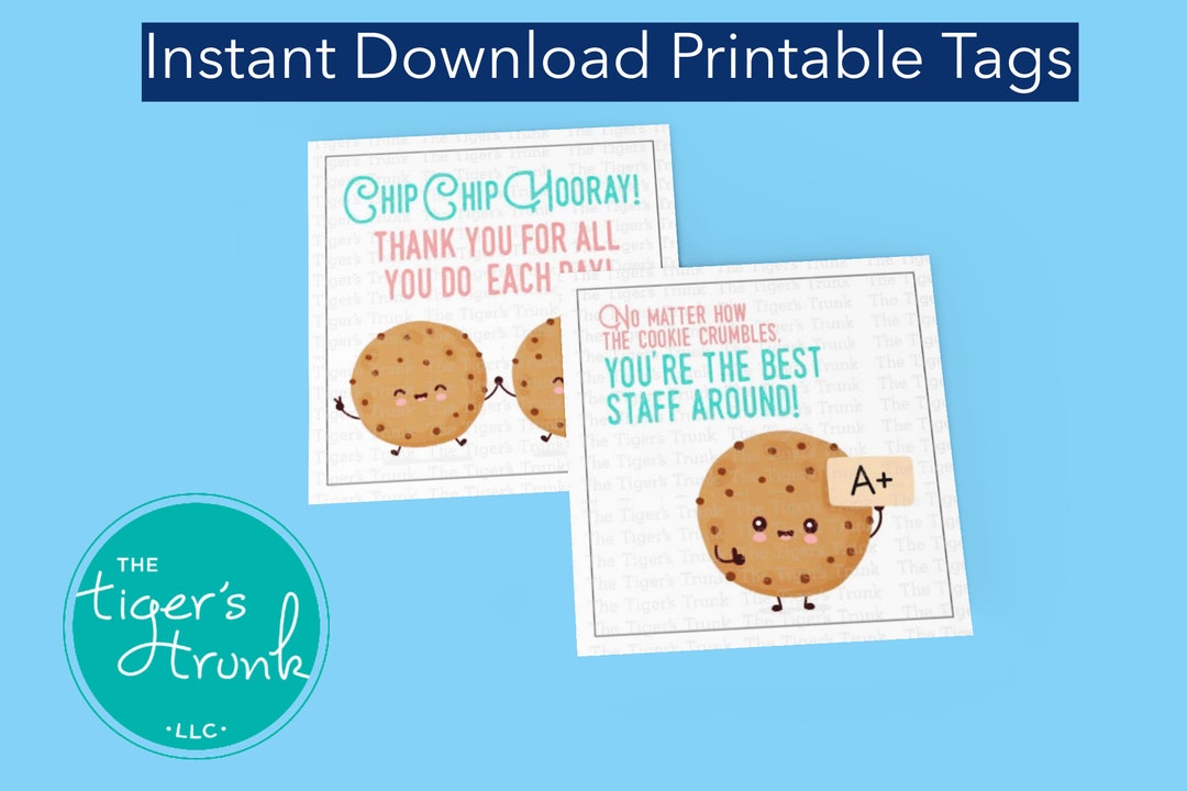 Cookie-themed Instant Download Appreciation Tag for Staff Gifts ...