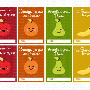 Banana Valentine Cards for Classroom, Fruit Valentine Card, Fruit ...