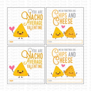 Nacho Average Valentine Tag for School, Nacho Valentine, Cheese Themed ...