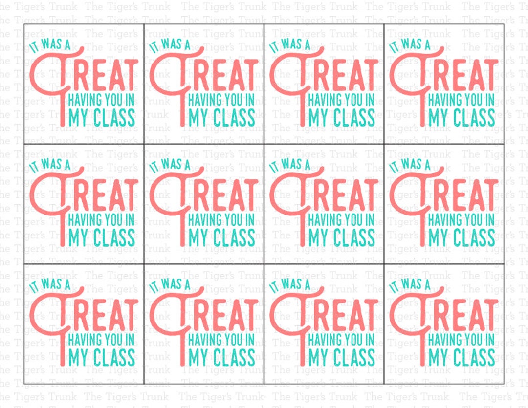 Printable Treat Tags, End of School Year Gifts, Student Goodie, Class ...