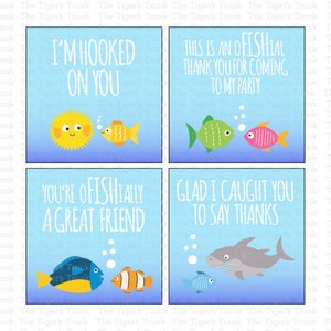 Fish Theme Birthday Party Favor Bag Tags, Instant Download Ocean Party ...