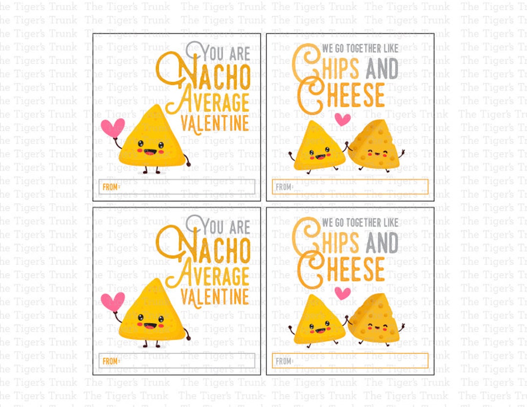 Nacho Average Valentine Tag for School, Nacho Valentine, Cheese Themed ...