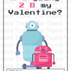Robot-themed Valentine Cards, Instant Download Printable Valentines for ...