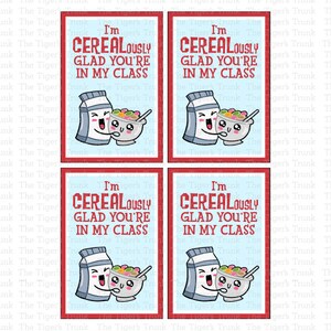 Cereal Classroom Gift Tags: "cerealously Glad" Printable (PDF) - Etsy