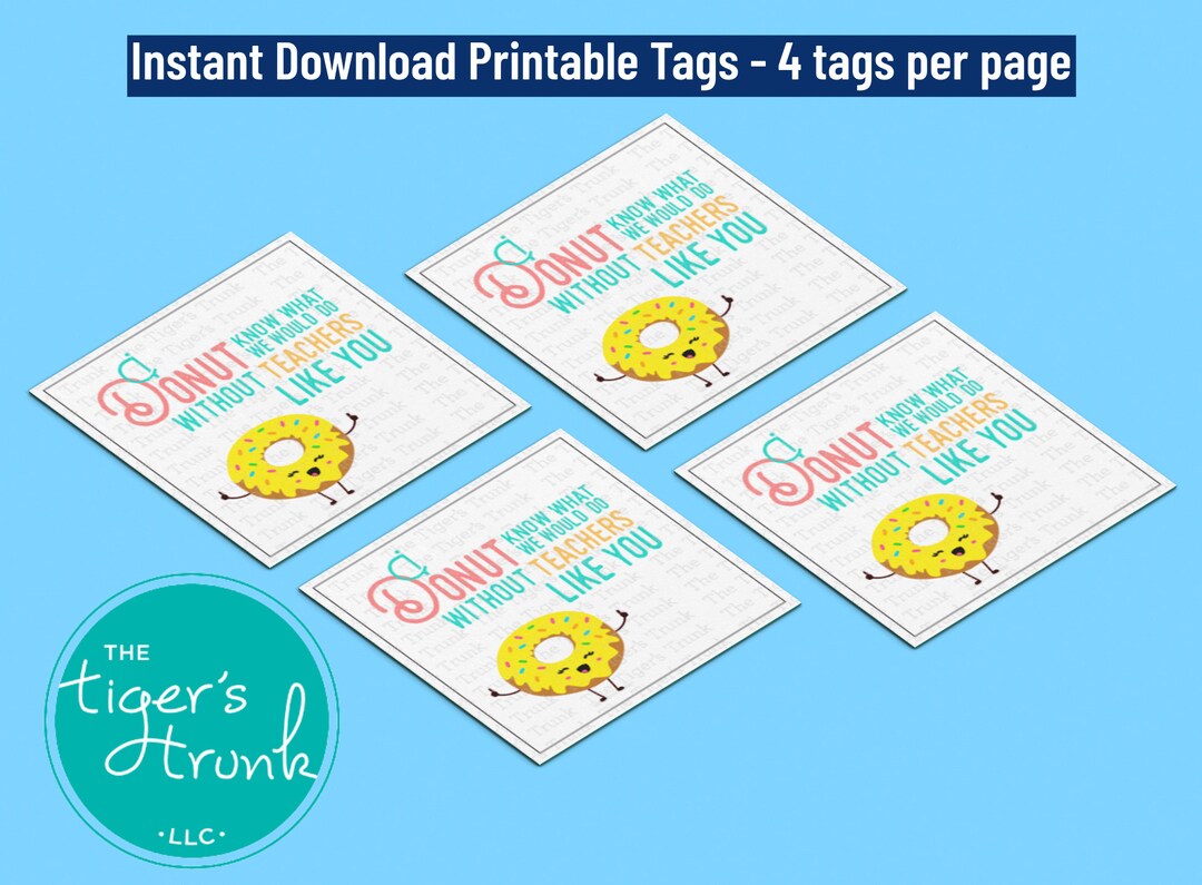 Teacher Appreciation Week Printable Tag, Digital Thank You Card for ...