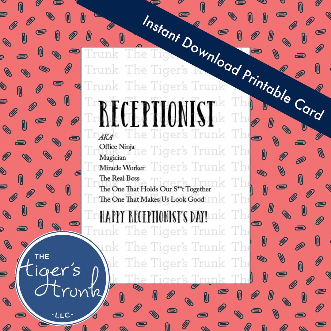 Receptionist Printable Card, Office Ninja Magician Miracle Worker Funny ...