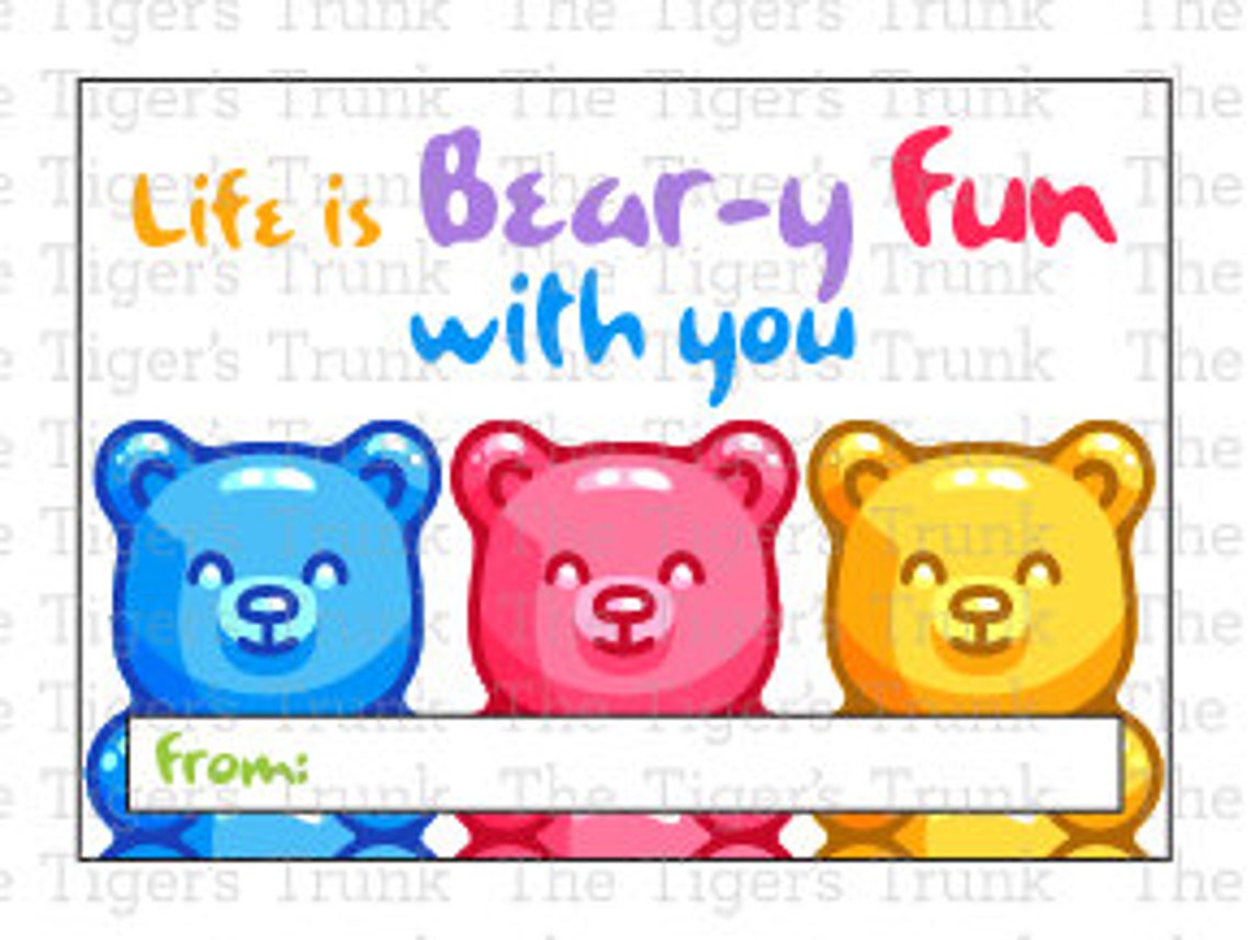 Beary Valentine Cards for School Printable Valentines for - Etsy