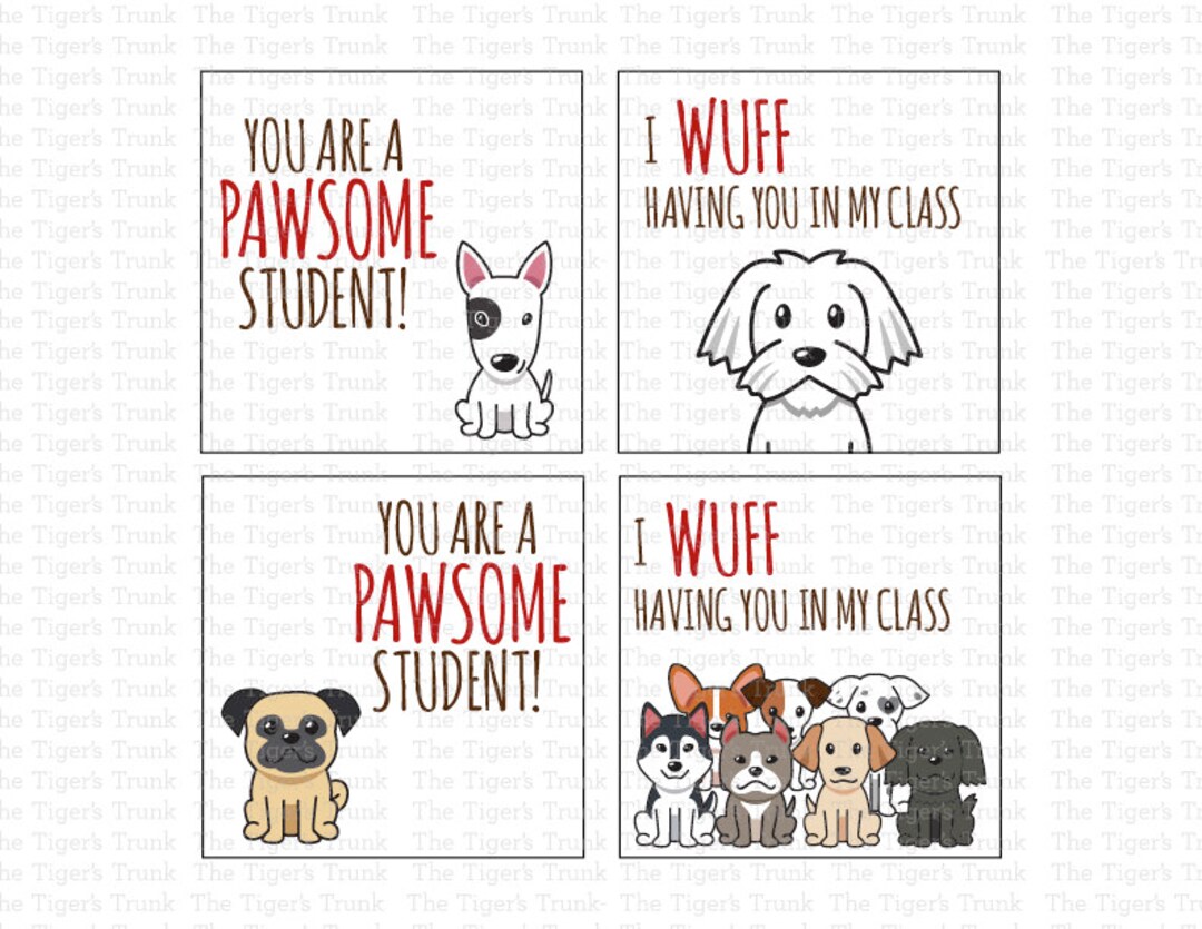 Printable Puppy Valentine Cards for Students, Dog-themed Gift From ...