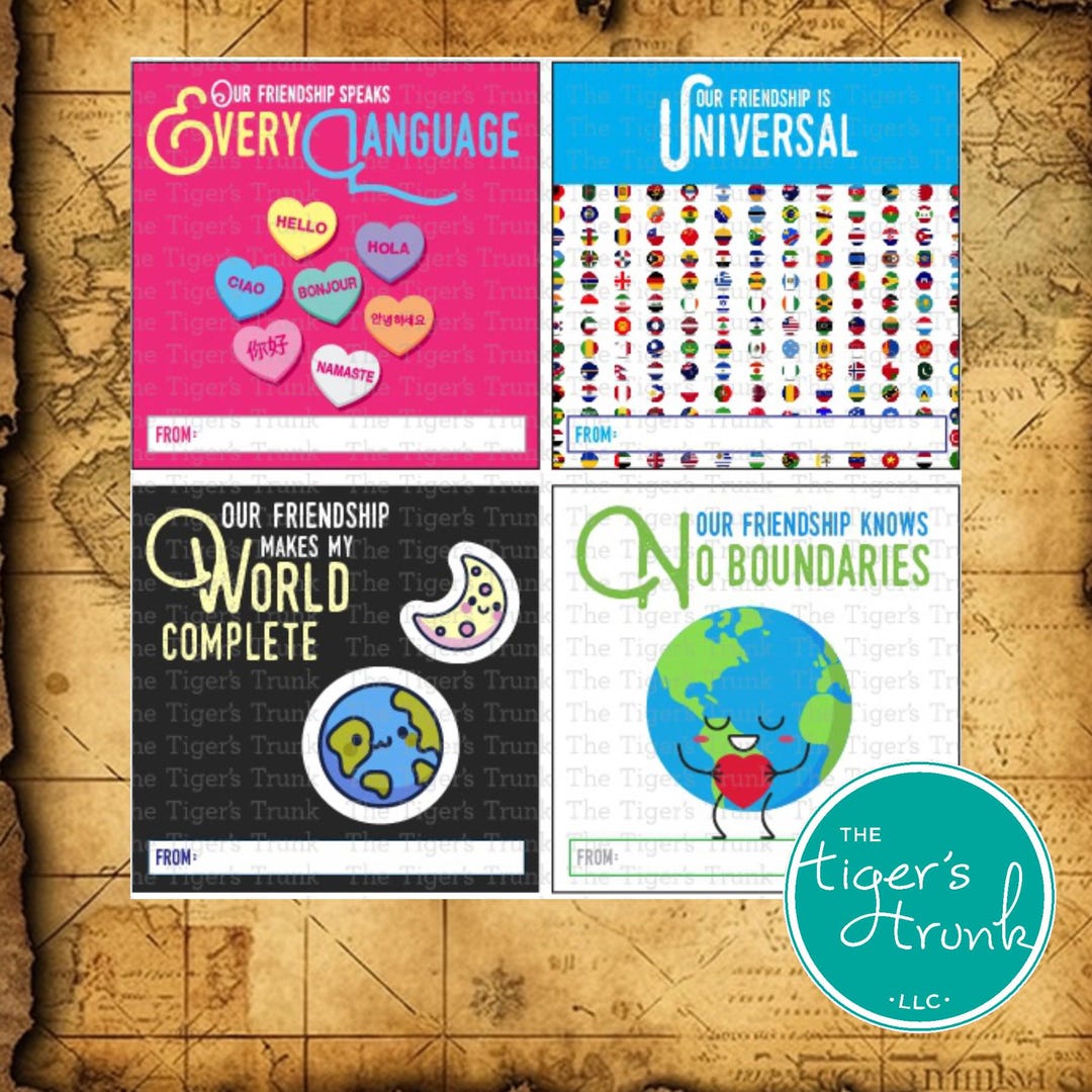 Printable Geography Valentine Friendship Tags, Fun Travel-themed ...