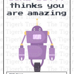Robot-themed Valentine Cards, Instant Download Printable Valentines for ...