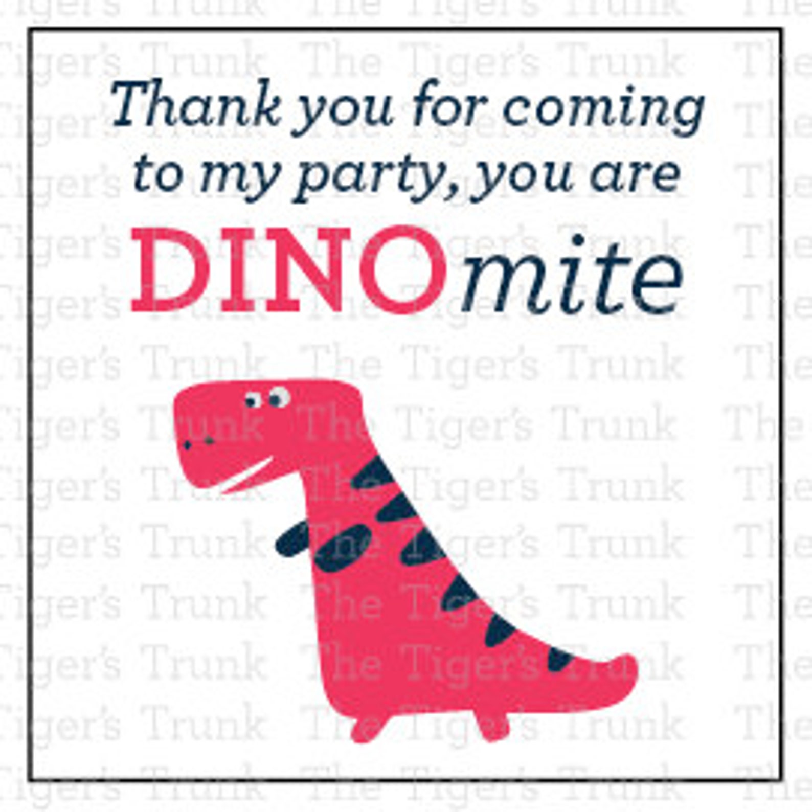 Dinosaur Birthday Favor Tags: Dino-mite Thank You Cards (PDF) - Etsy