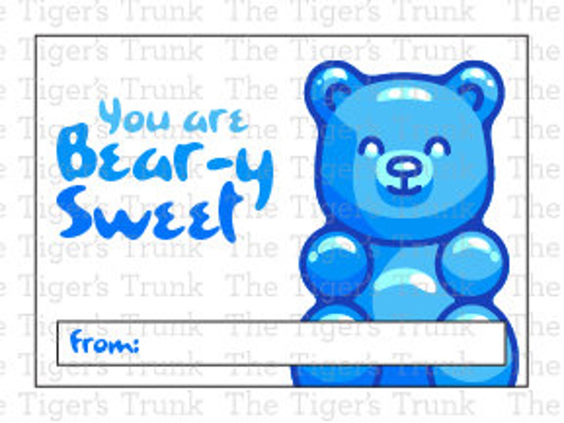 Beary Valentine Cards for School Printable Valentines for - Etsy