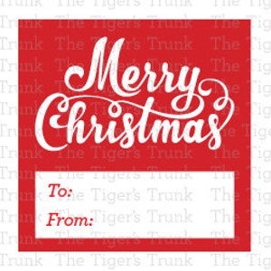 Printable Christmas Tags, Bright Red Christmas Greeting, Merry ...