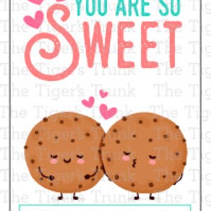 Cookie Valentine Cards, Instant Download Printable Valentines, Cookie ...
