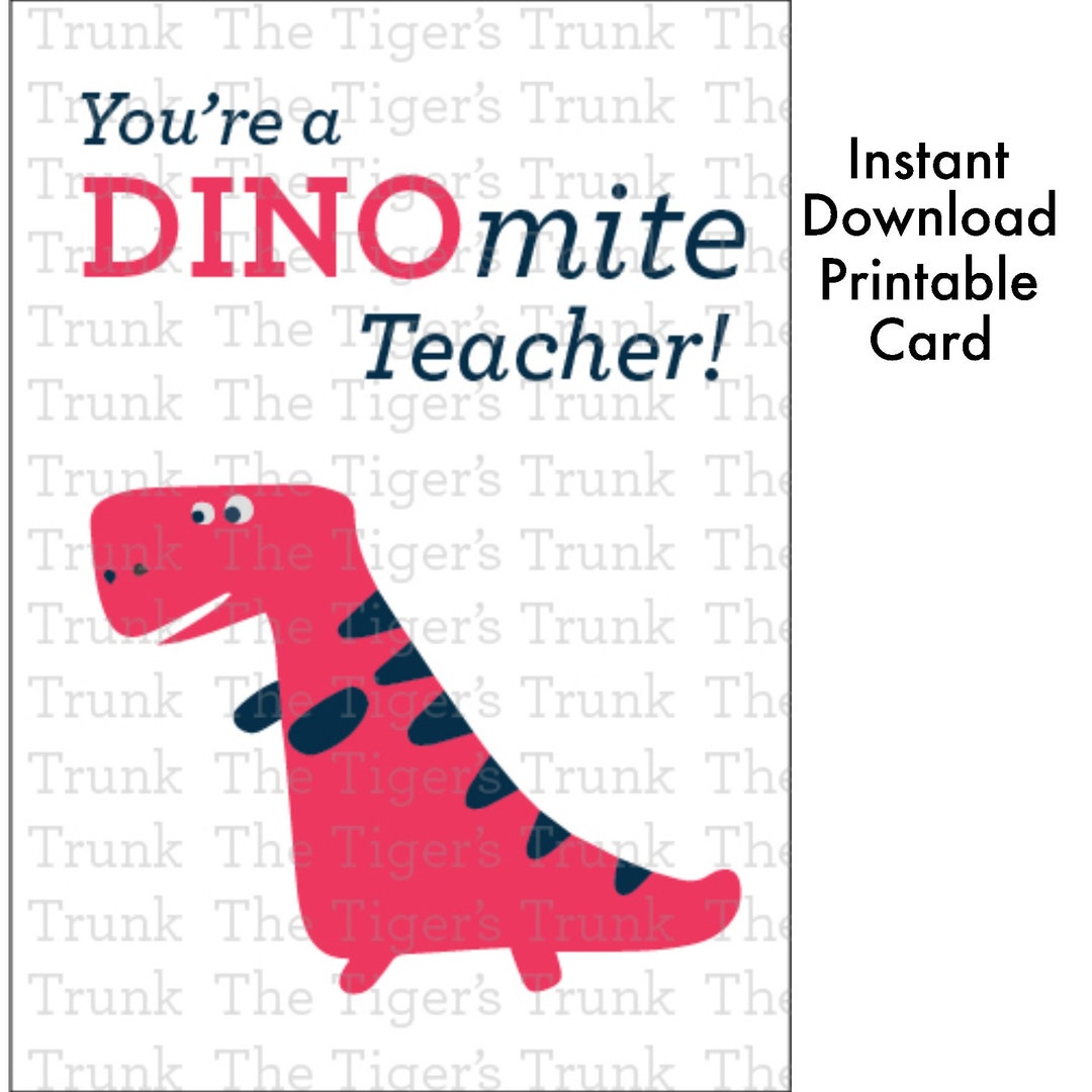Dinosaur Theme, Printable Card, Teacher Gifts, Appreciation Gift ...
