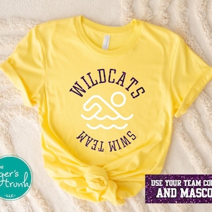 Personalized Swim Team Shirt With Team Colors, Custom Team Mascot Shirt ...