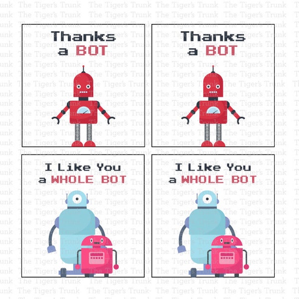 Robot Thank You Cards - Etsy